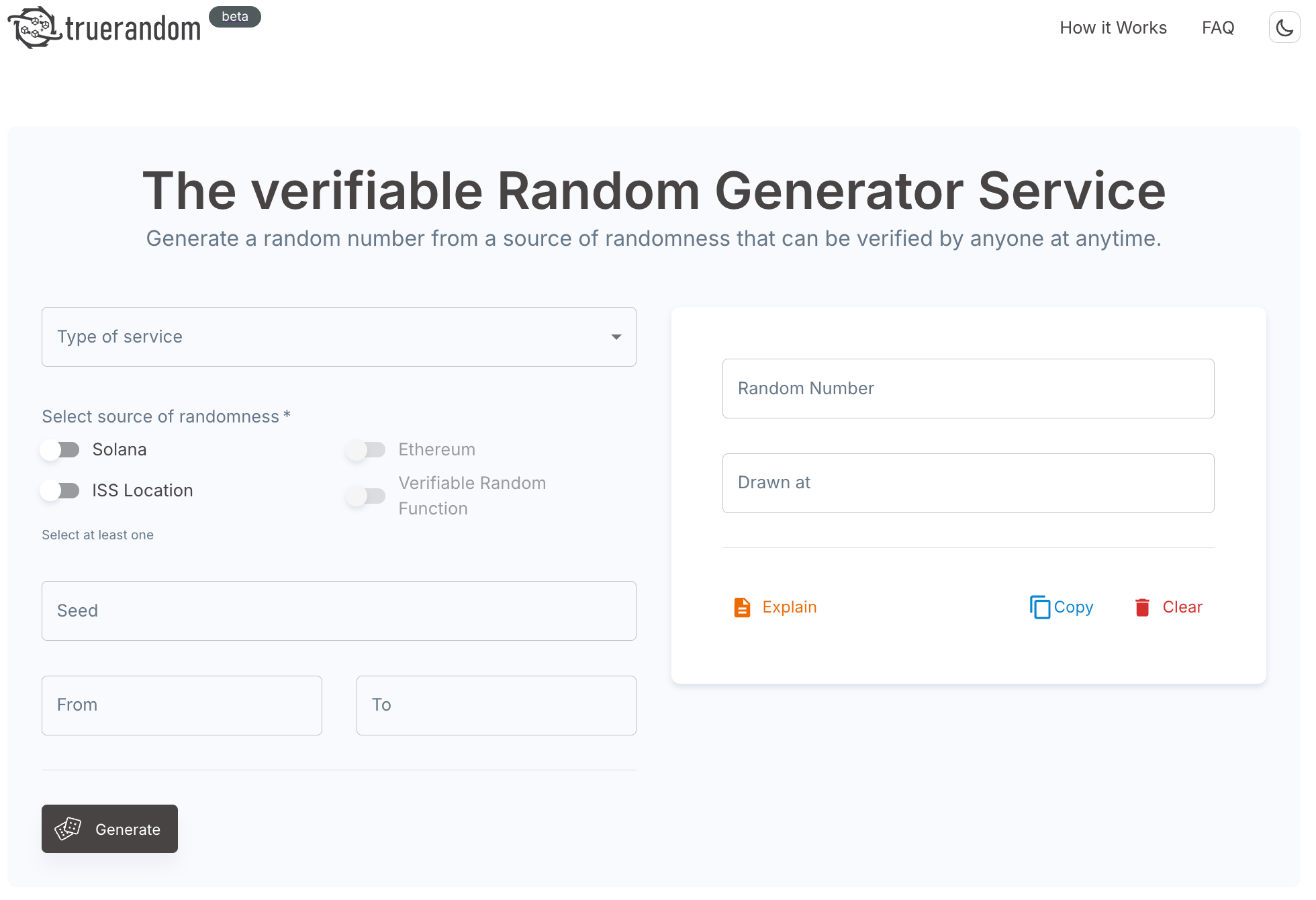 TrueRandom | Verifiable Random Service.